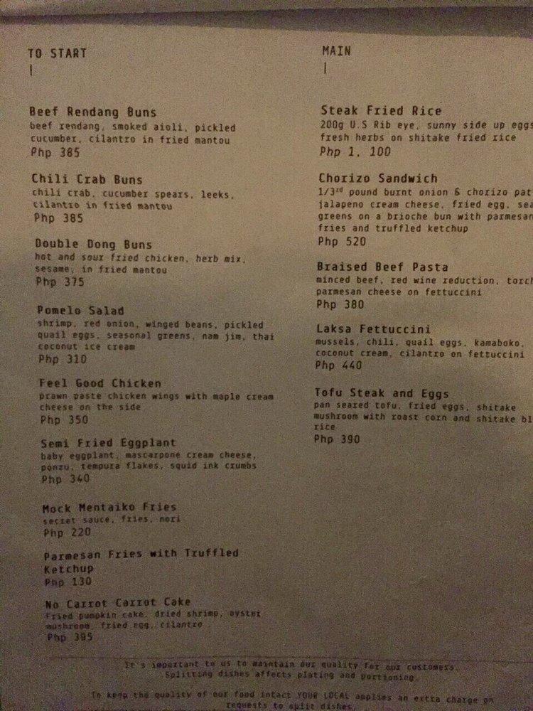 Menu at Your Local restaurant, Makati