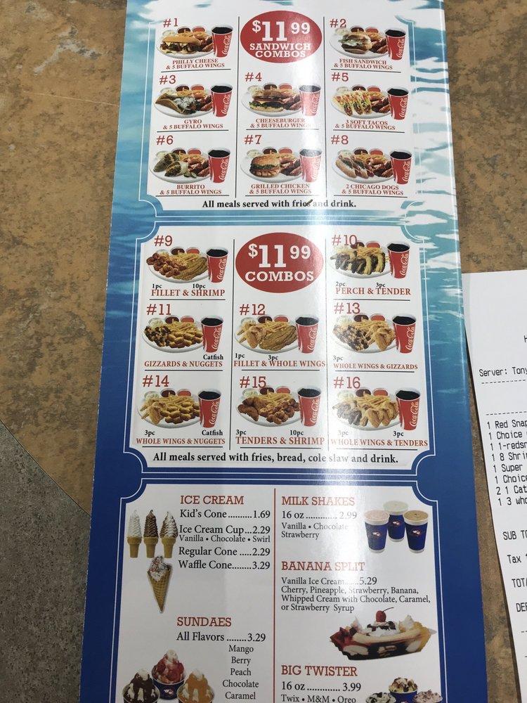 Menu at red snapper fish & chicken restaurant, Hapeville