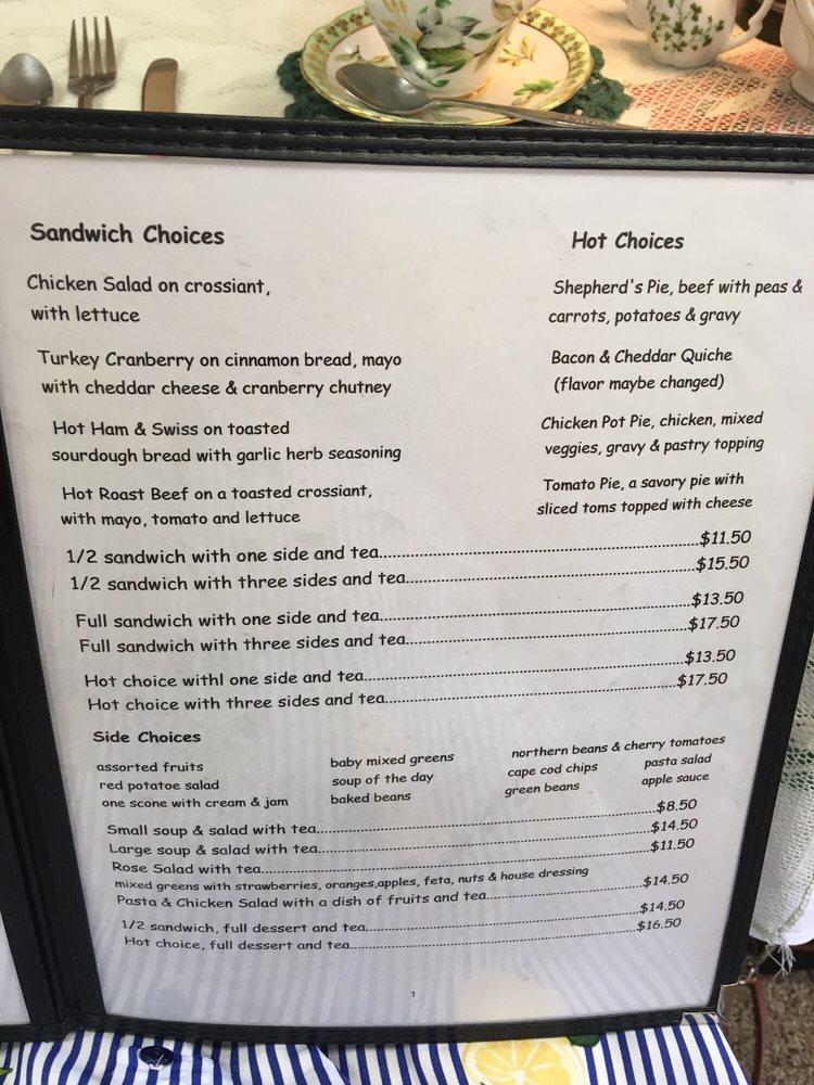 Menu at English Rose Tea Room cafe, Virginia Beach