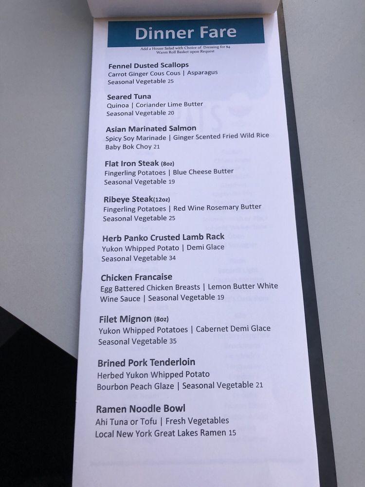 Menu at Grill 1-2-5 and Steuben Bar, Corning