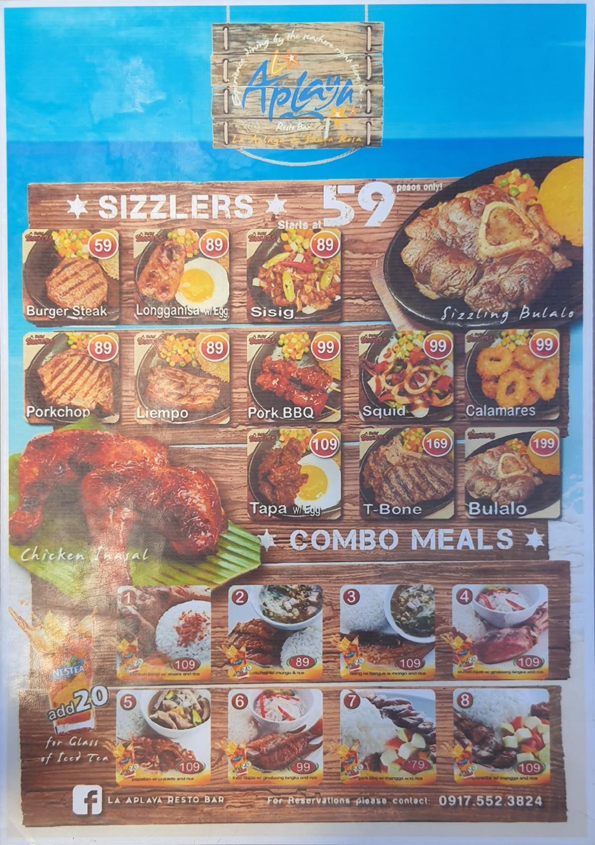 Menu at La Aplaya Resto Bar - Santa Rosa City, Santa Rosa