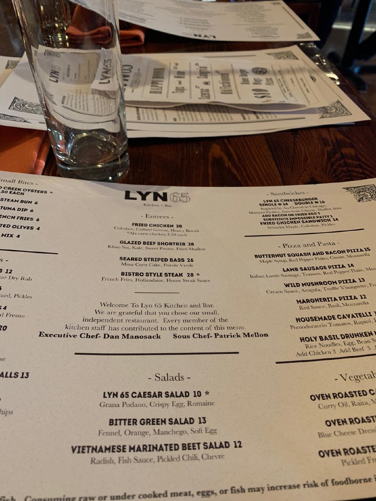Menu at Lyn 65 pub & bar, Richfield