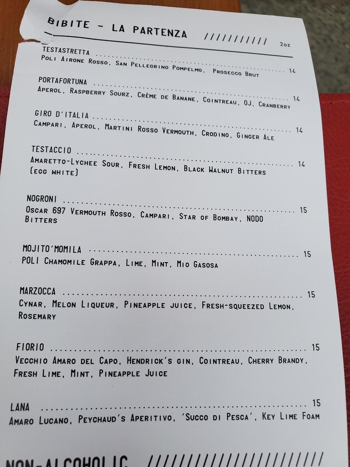 Menu at Nodo Hillcrest restaurant, Toronto, 794 St Clair Ave W