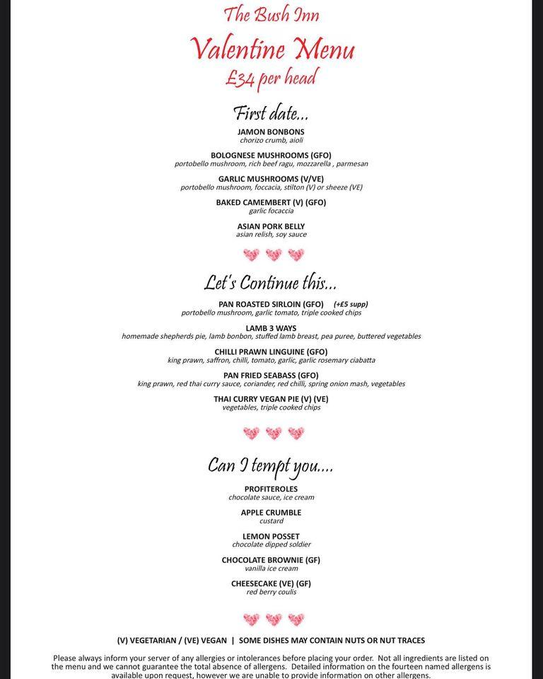 Menu at The Bush Inn pub & bar, Cowbridge
