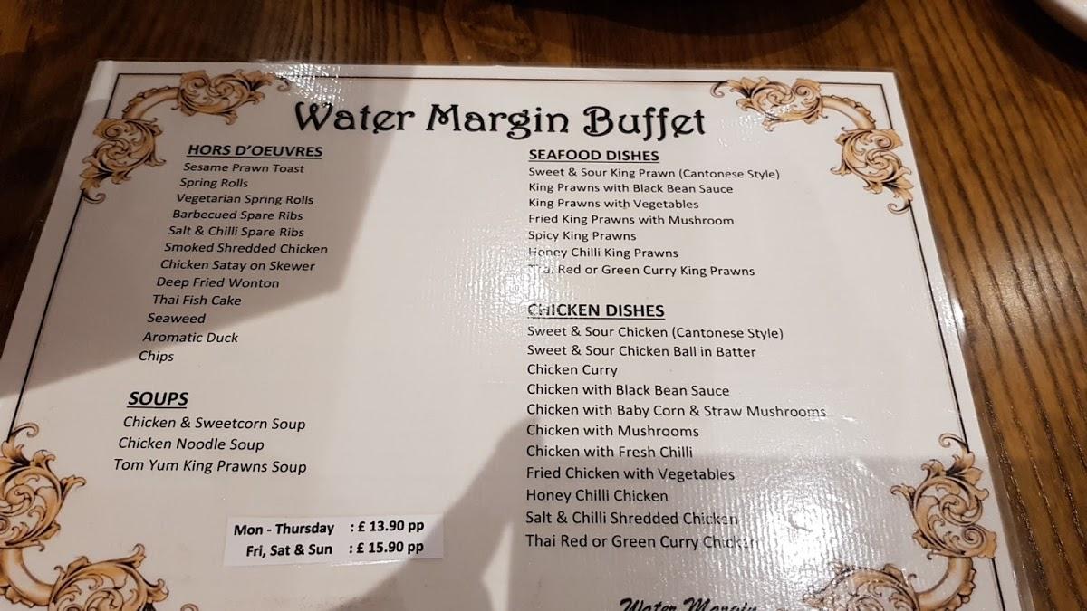 Menu at Water Margin restaurant, Aberdeen