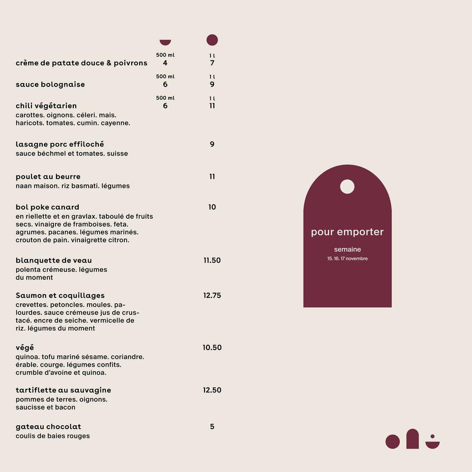 Menu at elli Restaurant, Québec City
