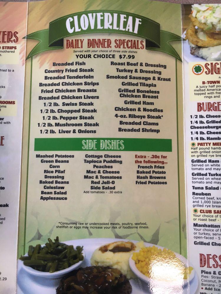 Menu at Cloverleaf South Restaurant, Bloomington