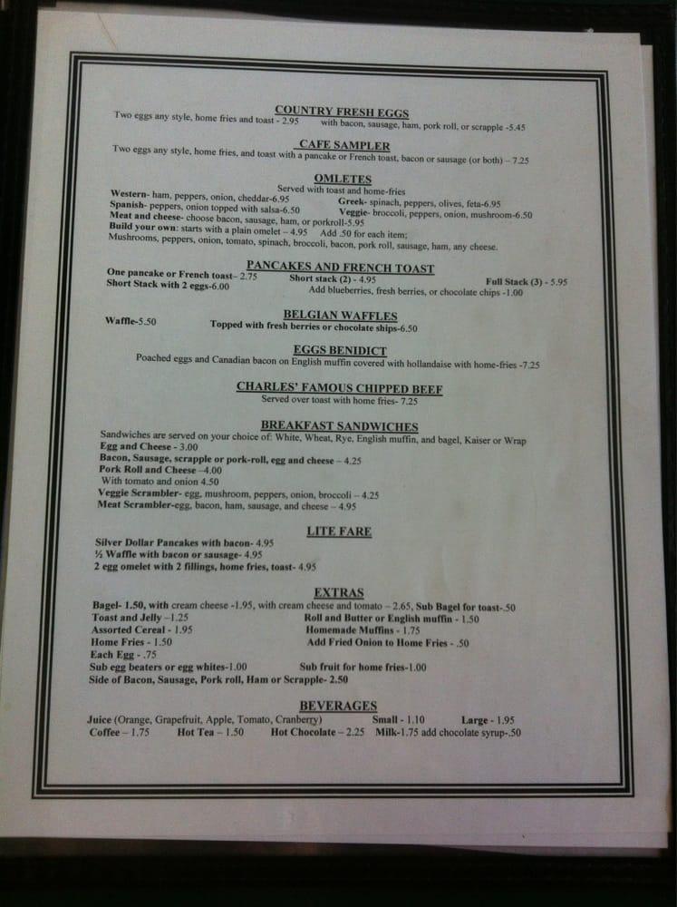 Menu at Parkside Cafe, Horsham