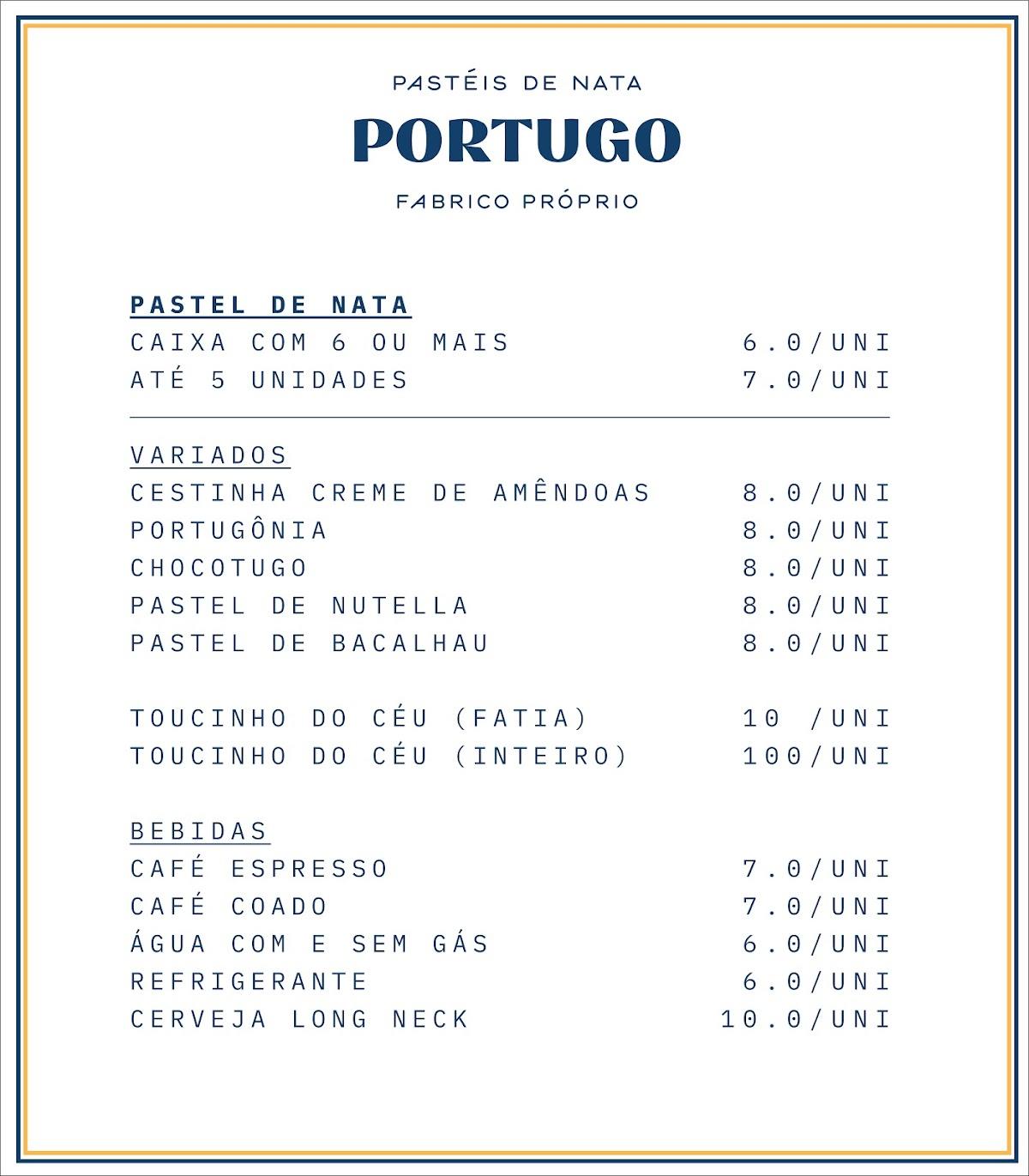 Menu em Portugo - Pastéis de Nata restaurante, Rio de Janeiro, R ...