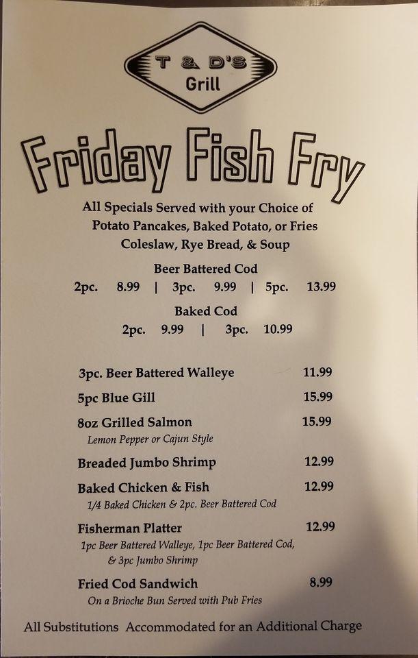 Menu at T & D's Grill pub & bar, Palmyra