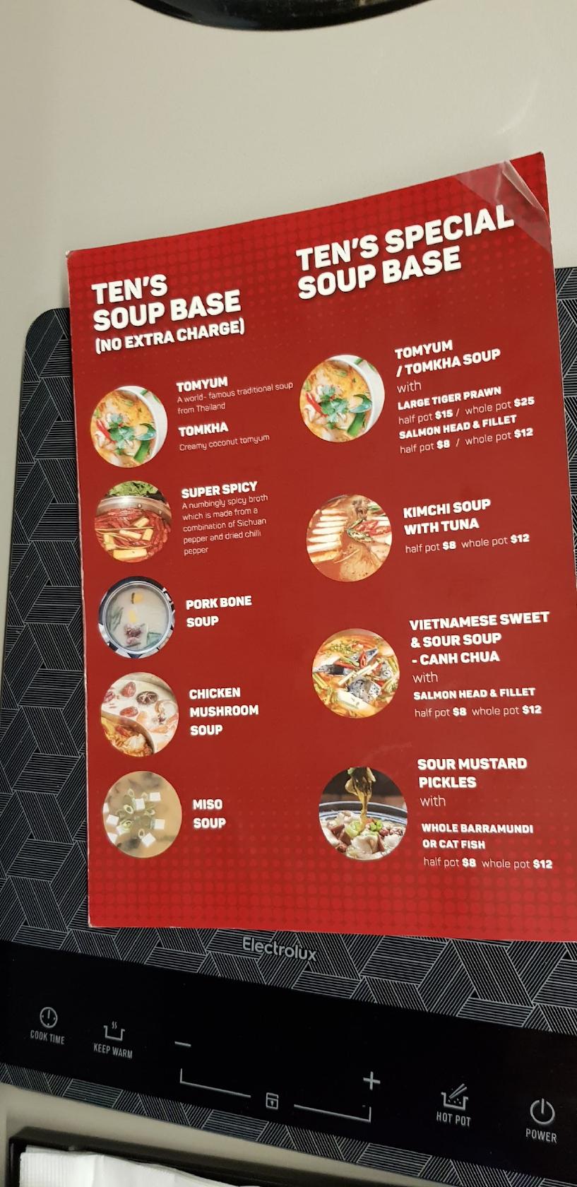 Menu at TEN BBQ & HOTPOT, Southbank