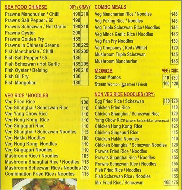Menu at Wadi in AIT, Pune