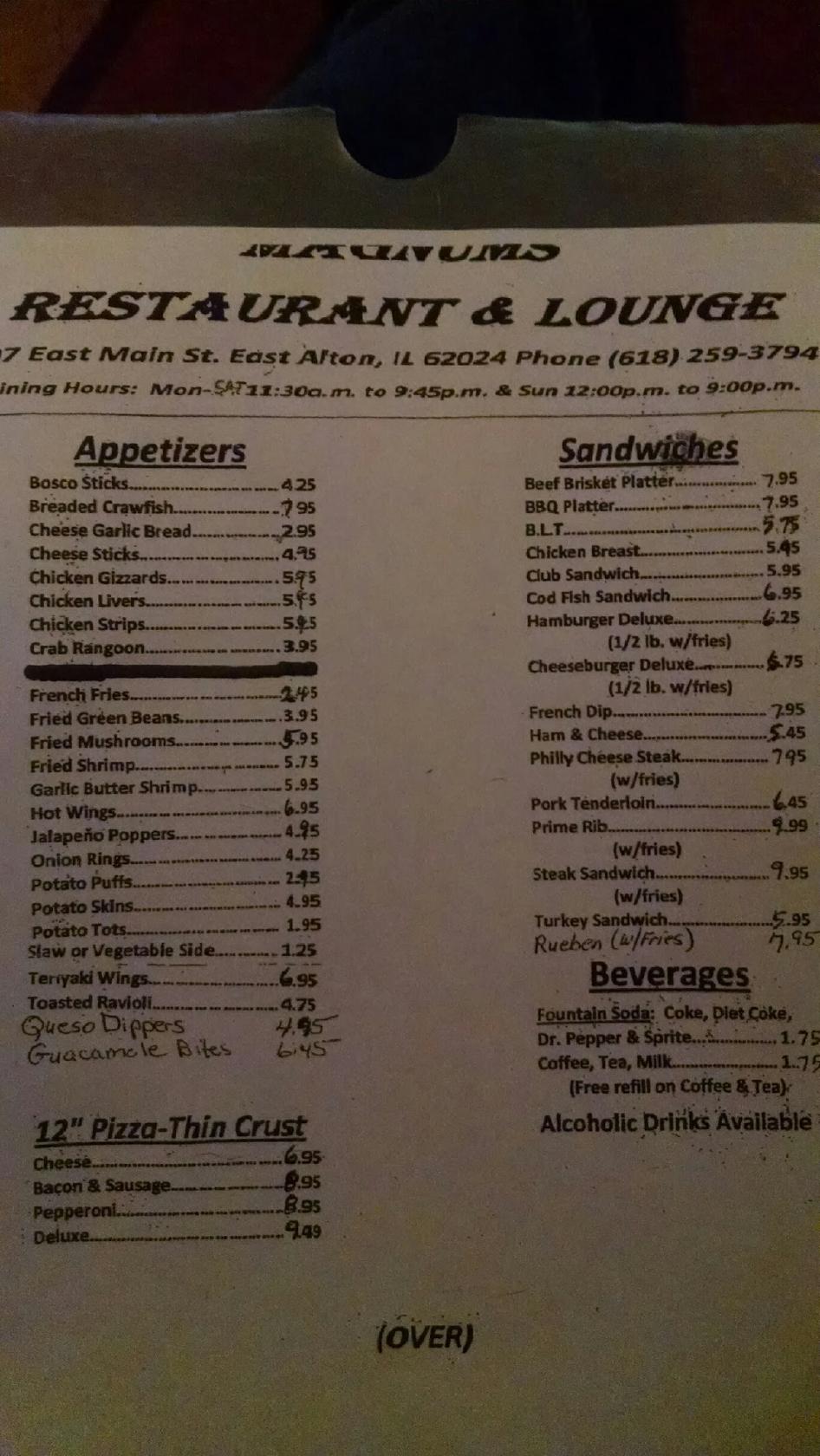 Menu at Magnums Bar and Grill, East Alton