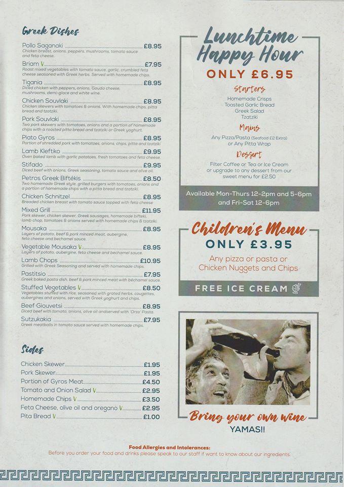 Menu at Petros Restaurant, Blaydon