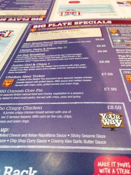 Menu at The Seven Oaks pub & bar, Cramlington