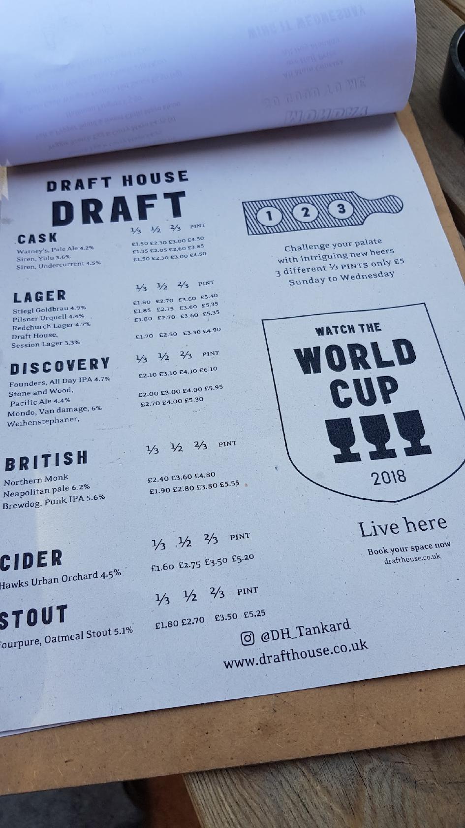 Menu at The Tankard pub & bar, London, 111 Kennington Rd