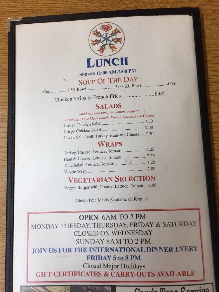 Menu at Hans House cafe, Elbow Lake
