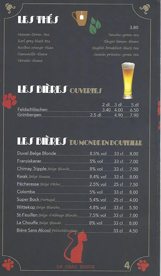 Menu da Le Chat Rouge, Vevey, Rue de Lausanne 23