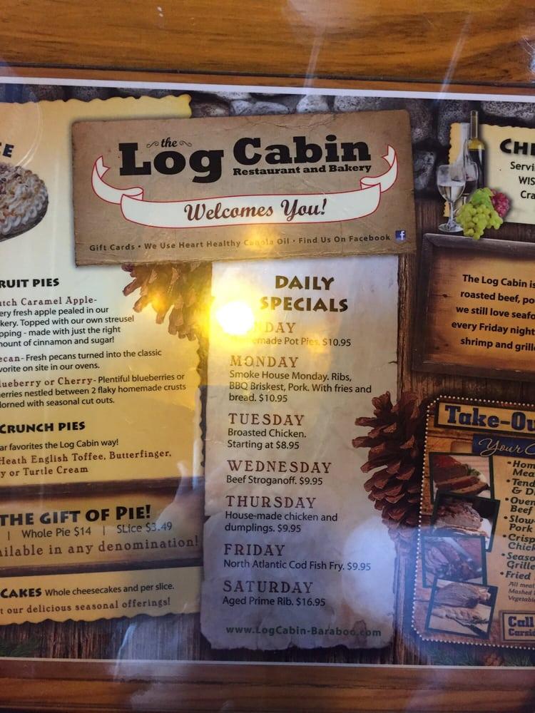 Menu at Log Cabin Family Restaurant, Baraboo, 8th St