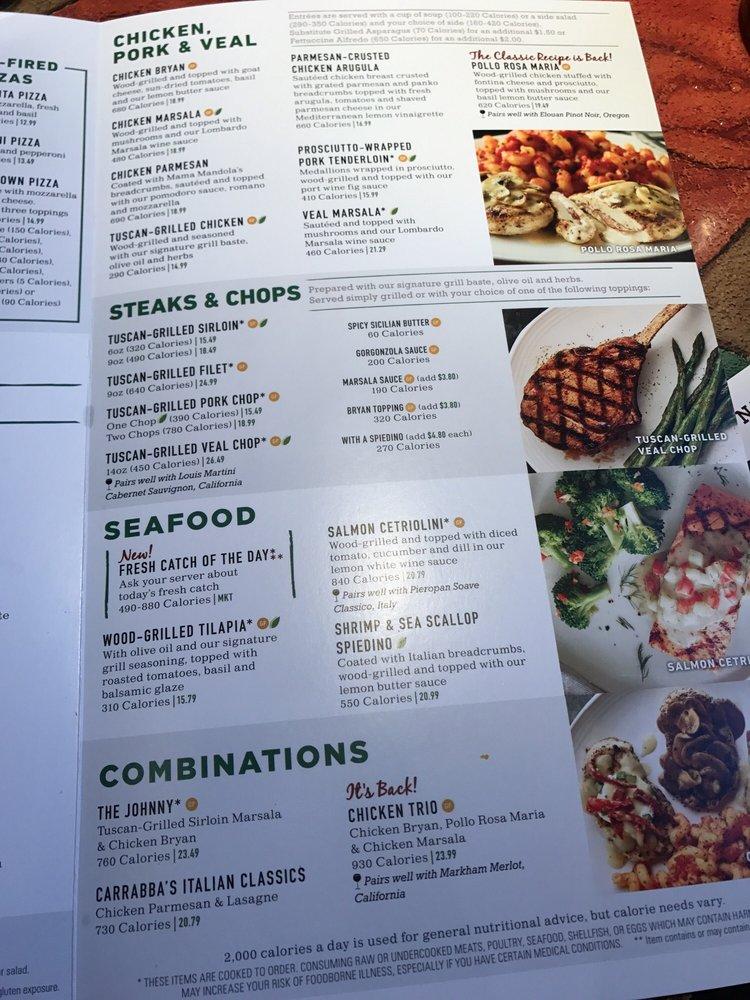 Menu at Carrabba's Italian Grill pub & bar, Oro Valley, N Oracle Rd