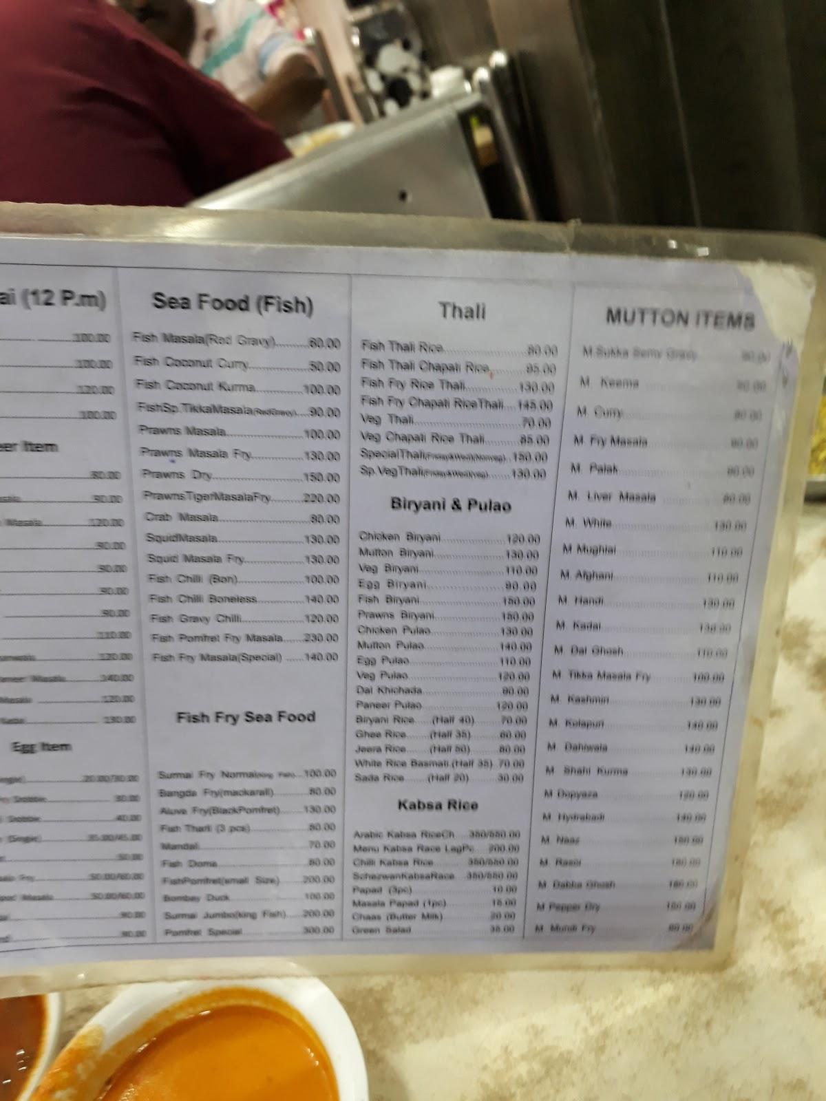 Menu at Mangalore Naaz Restaurant, Mumbai, Krishna Nivas