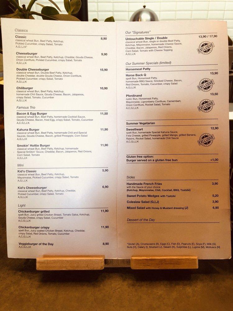 Menu at The Burger Factory restaurant, Zell am See