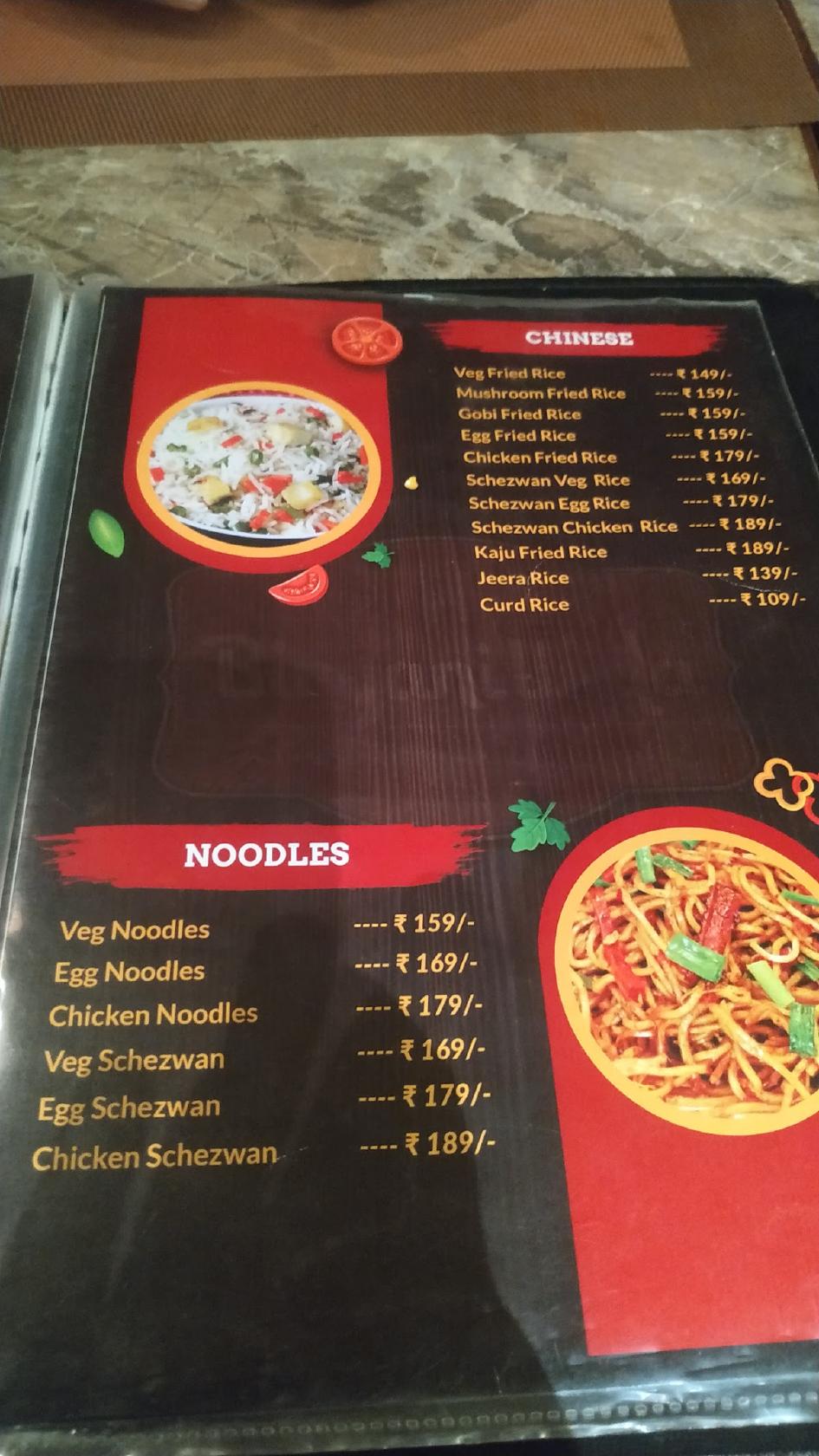 Menu at Biryaniwala, Tirupati