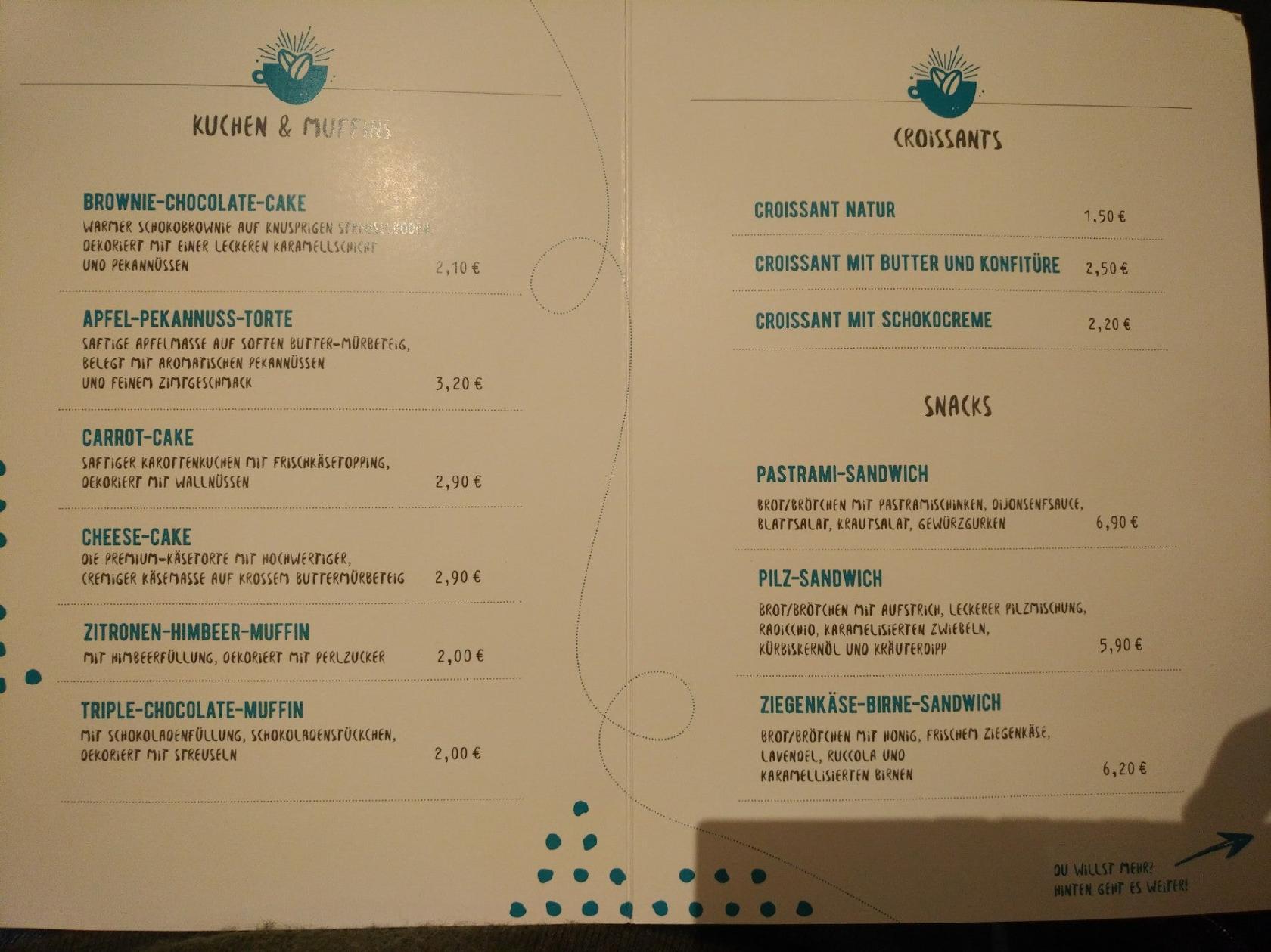 Menu at Café Berry Su cafe, Karlsruhe