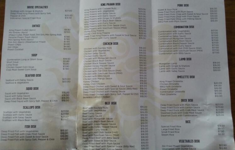 Menu at Kempsey Golden Dragon Chinese Restaurant, Kempsey