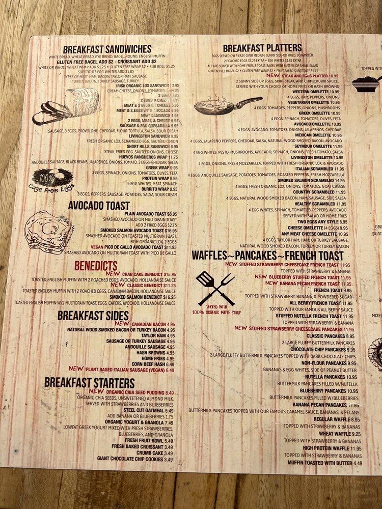 Menu at Seymours Cafe, Livingston, 567 S Livingston Ave