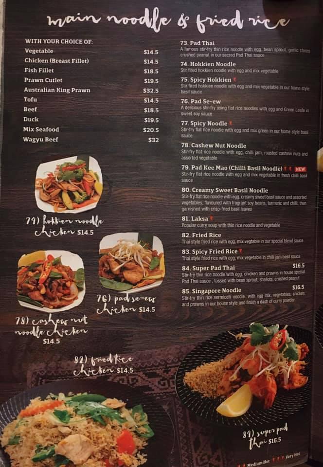 Menu at Abode Thai Cuisine restaurant, Brighton-Le-Sands