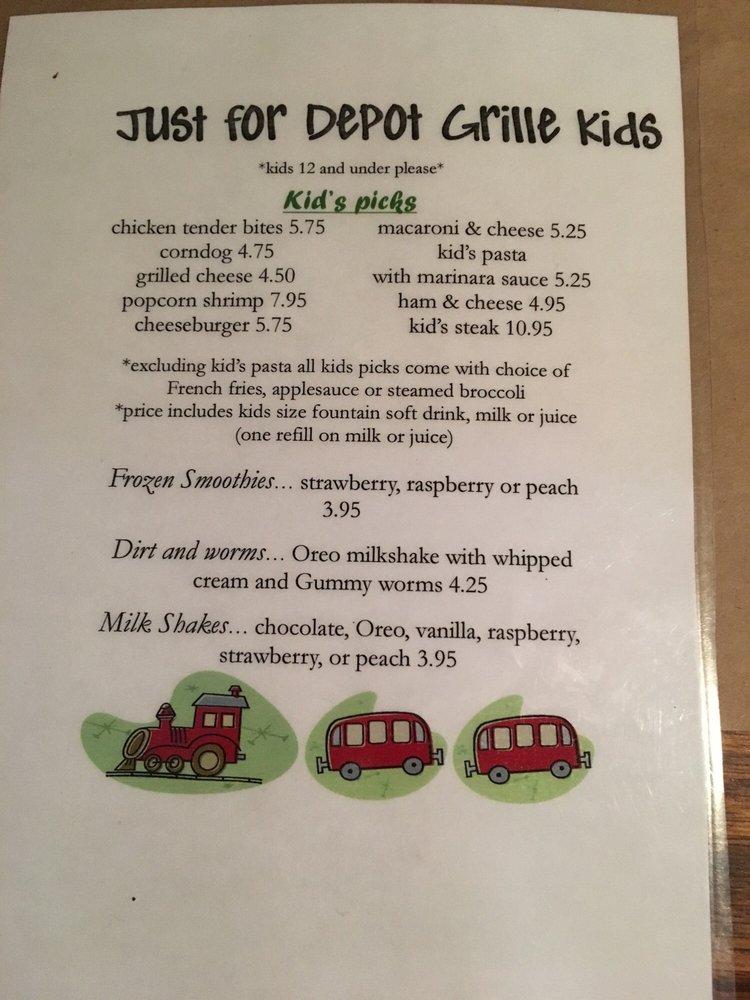 Menu at Depot Grille steakhouse, Staunton