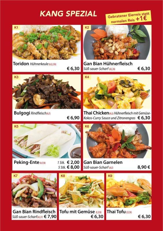 Menu at Kang Noodles restaurant, Vienna