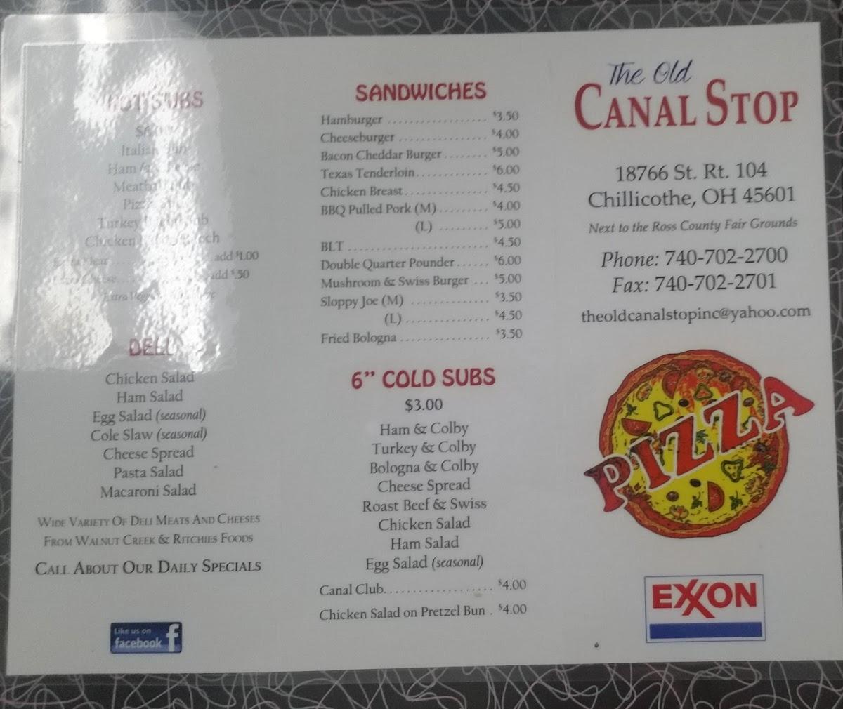 Menu at Old Canal Stop restaurant, Chillicothe