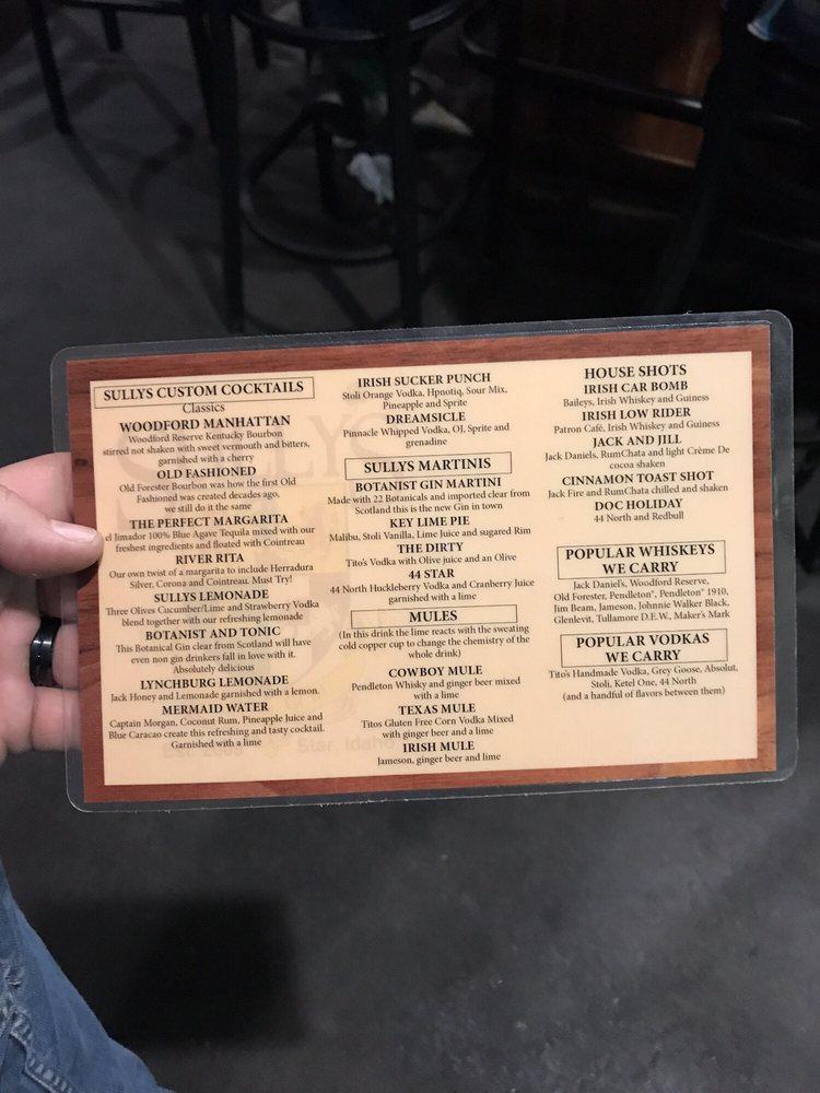 Menu at Sully's Pub & Grill, Star