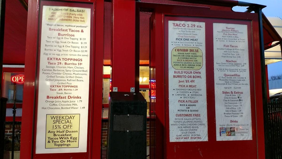 Menu at Tornado Taco restaurant, Missouri City, FM 1092 Rd