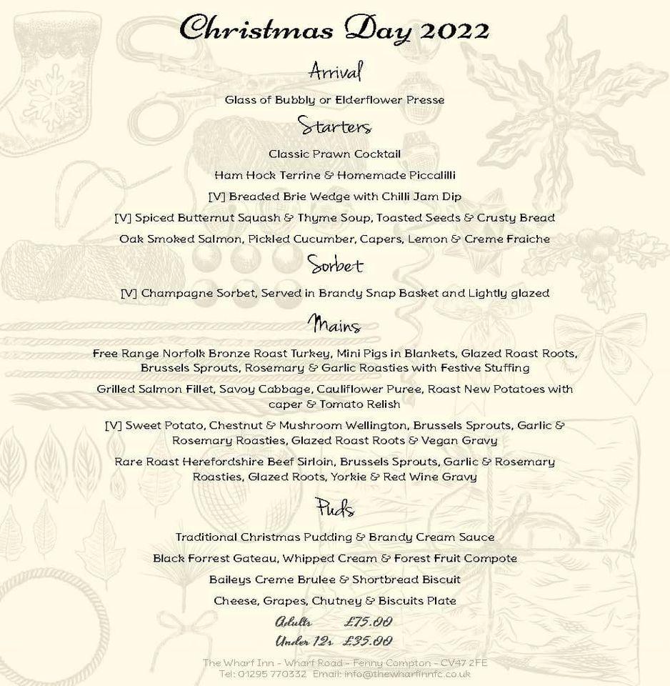 Menu at Wharf Inn pub & bar, Fenny Compton
