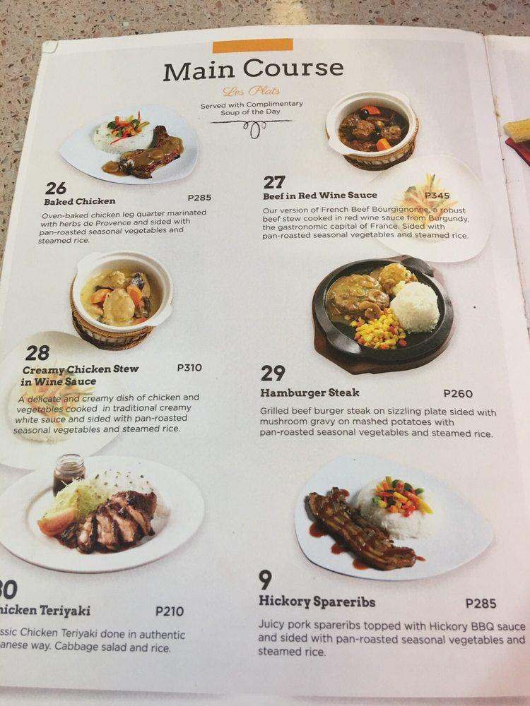 Menu at The French Baker restaurant, Angeles