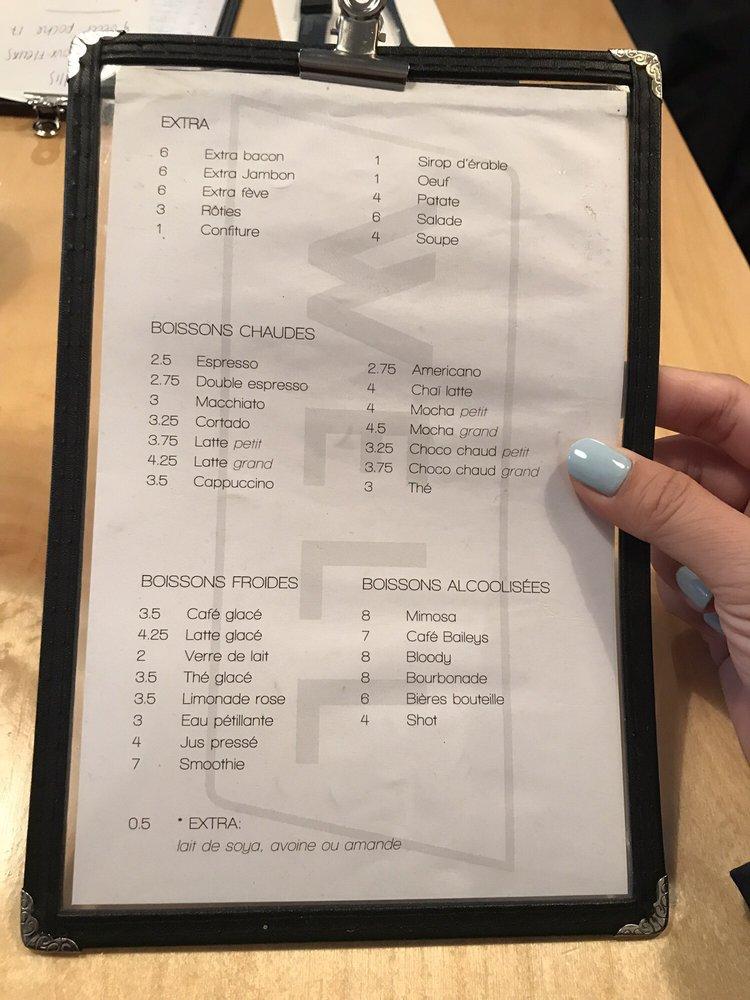 Menu at Well cafe, Montreal