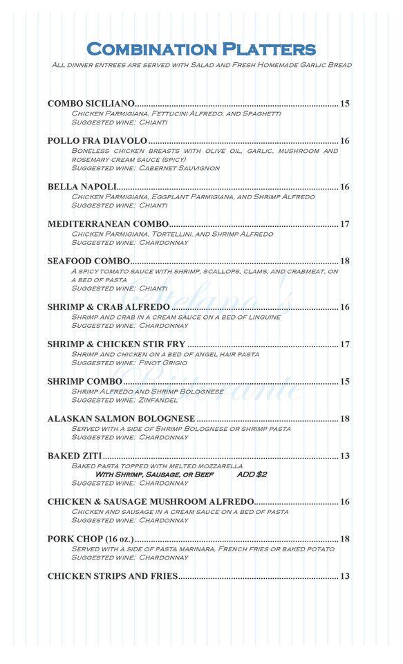 Menu at Stefano's pizzeria, Defiance