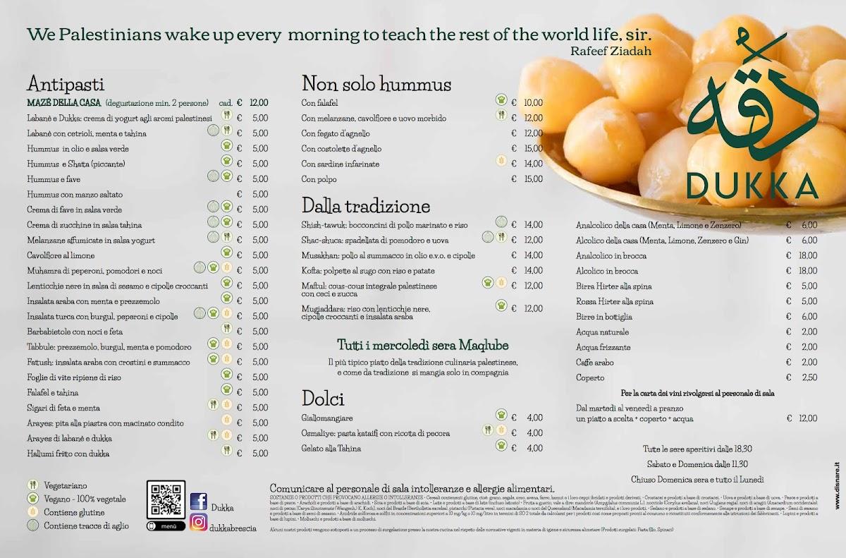 Menu da Dukka ristorante, Brescia