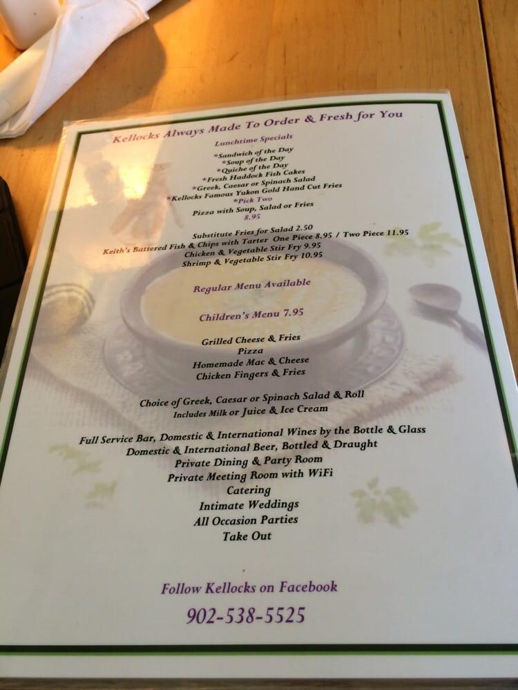 Menu at Kellocks Restaurant, Berwick