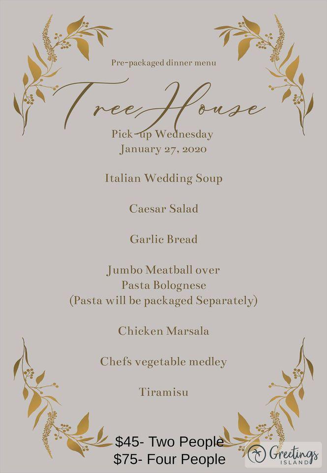 Menu at Tree House restaurant, Avon