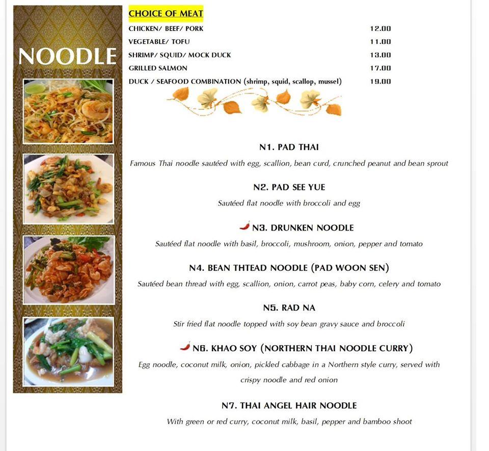 Menu at Chada Thai Bistro restaurant, Hicksville