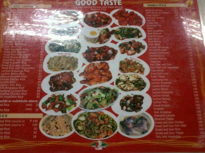 Carta de GOODTASTE RESTAURANT, Baguio, Otek St