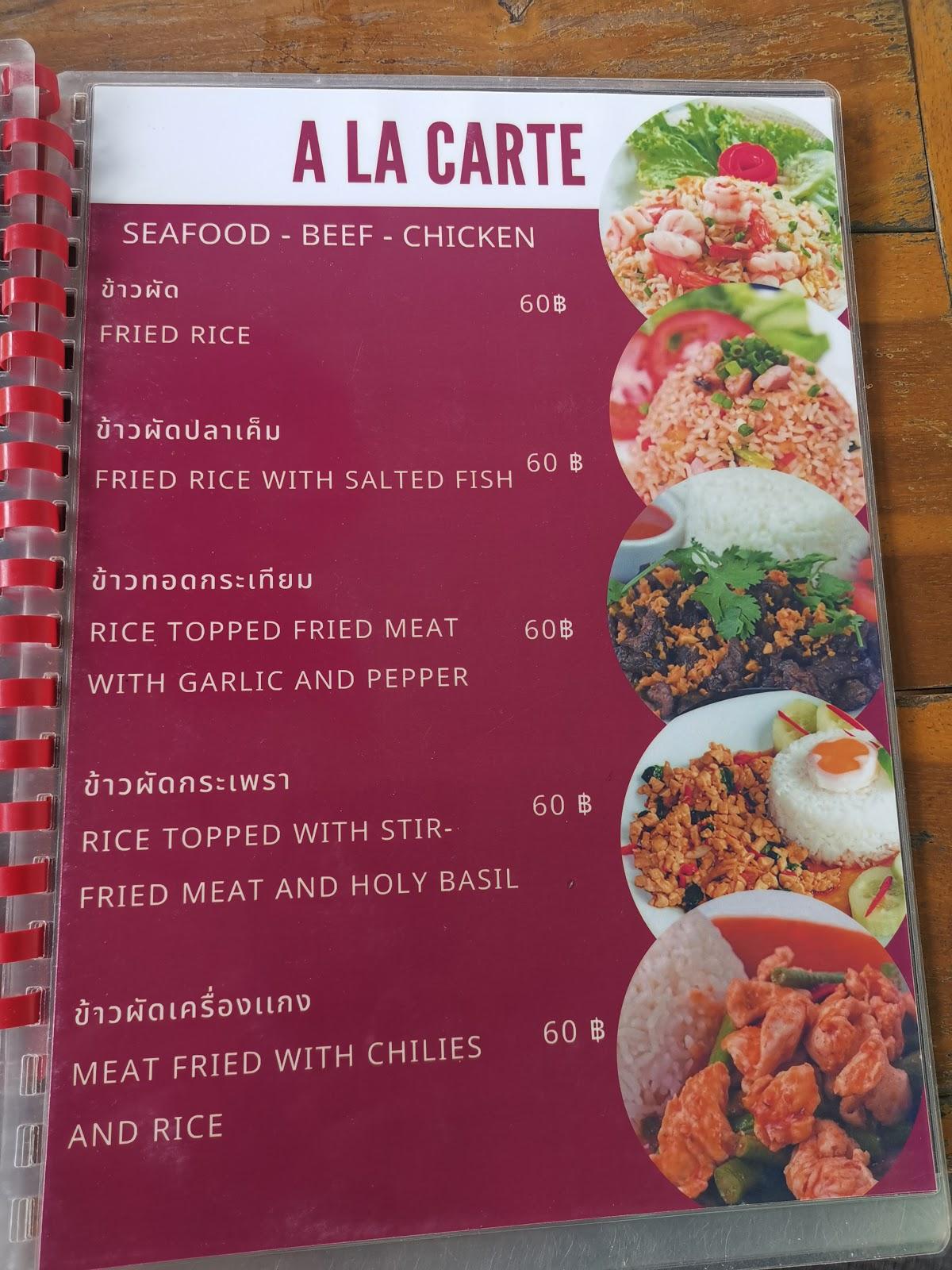 Carta de Prik-Thai Samui Halal Restaurant, Ko Samui
