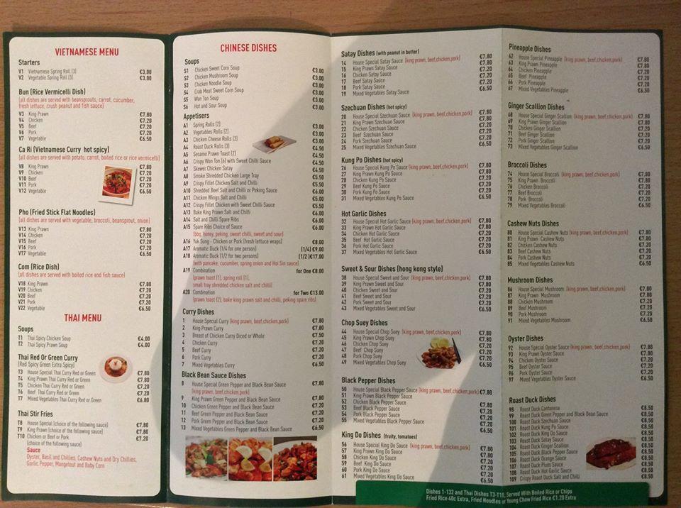 Menu at May Man Chinese/Viet/Thai Takeaway restaurant, Dublin