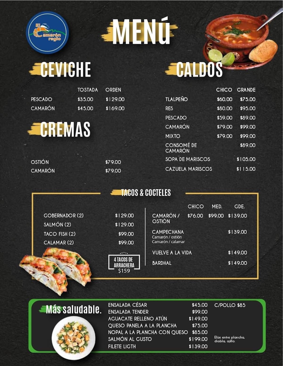 Carta del restaurante El Camarón Regio - Simón Bolívar, Monterrey ...