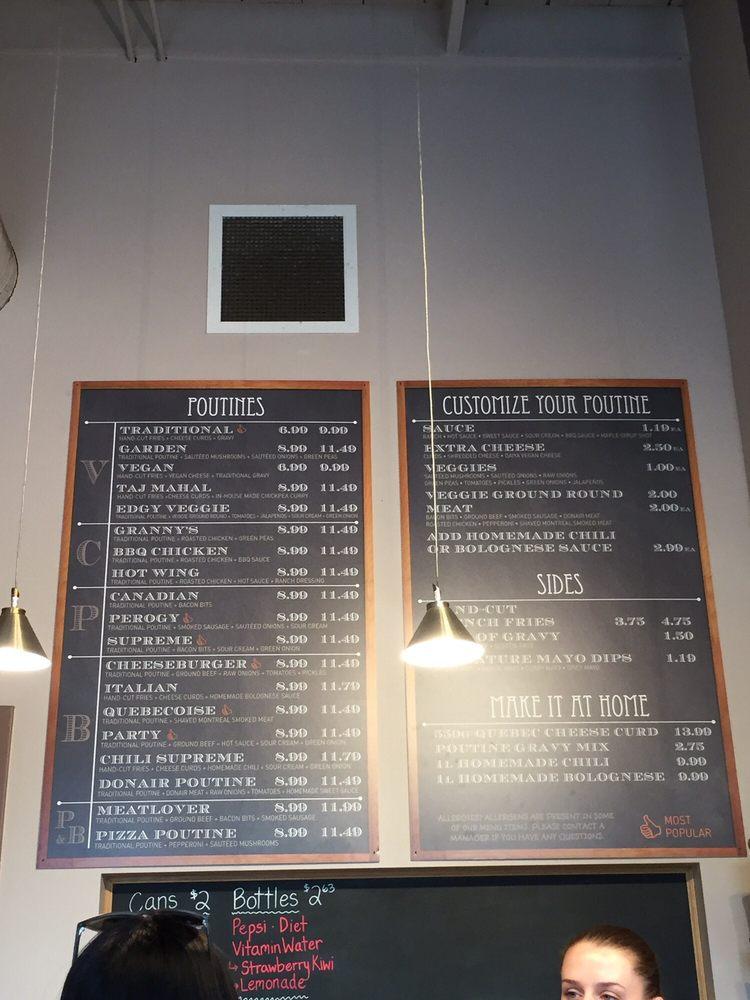 Menu au La Poutine (Edmonton) restaurant, Edmonton