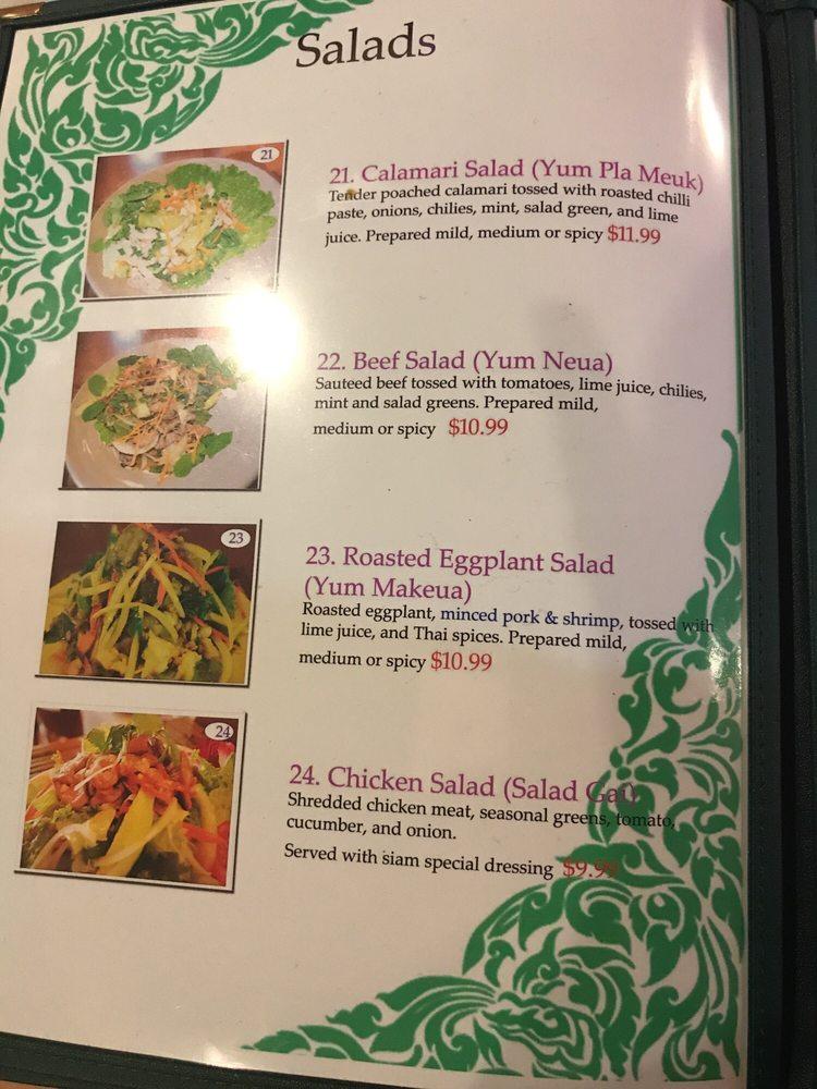 Menu at Siam Square restaurant, Honolulu